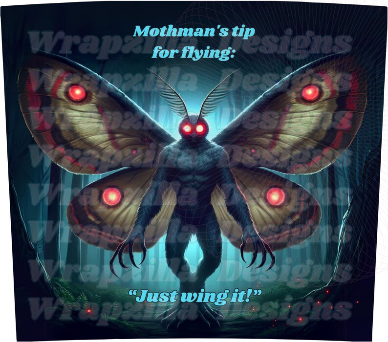 Mothman Tumbler Wrap 20oz Skinny Cryptid Sublimation Design Straight ...