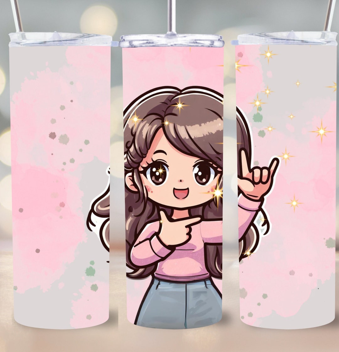 ASL Seamless Tumbler Wrap American Sign Language Ily 20oz Skinny ...