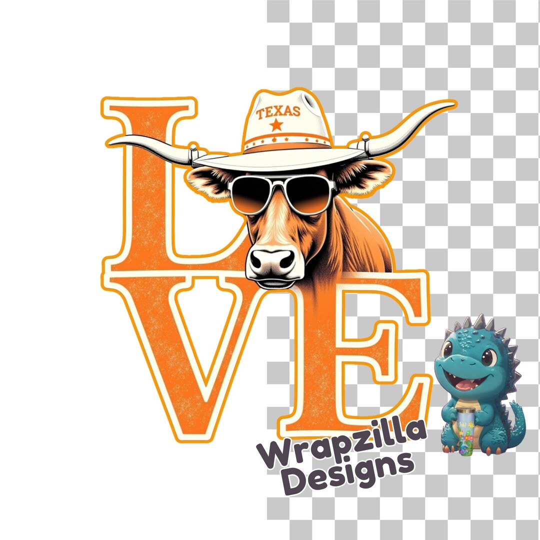 Texas Longhorn Love PNG Clipart, Western Cow Sublimation Design, Cowboy ...