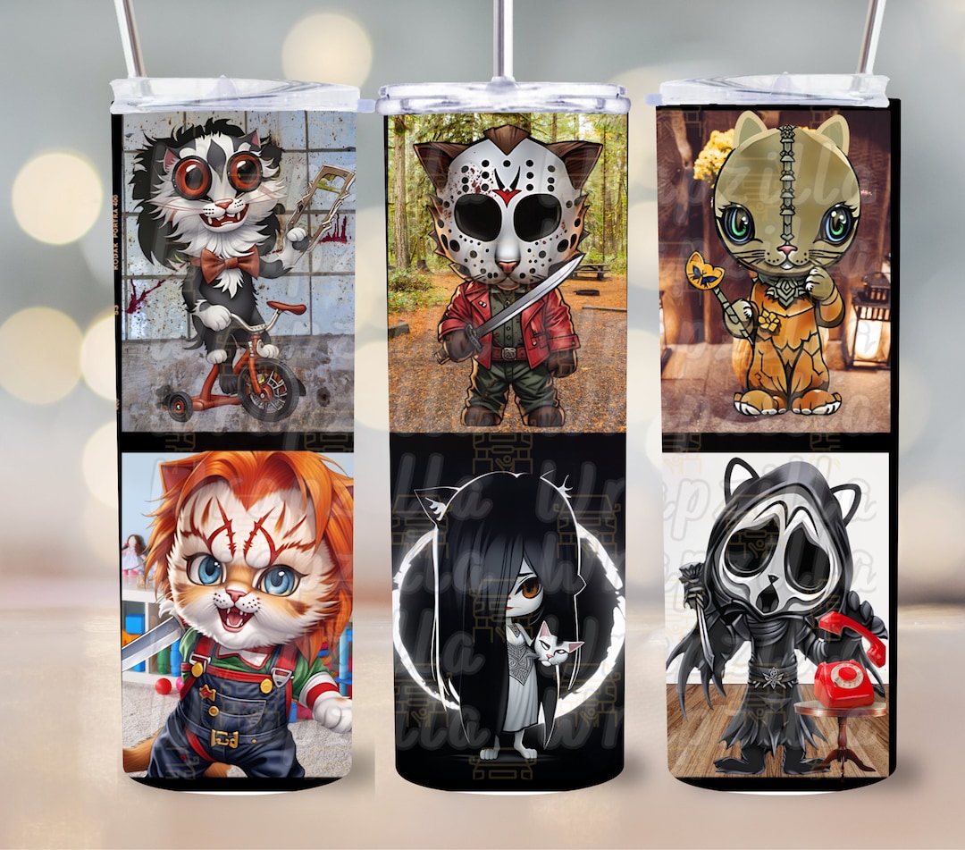 Killer Cats Horror Boys 20oz Skinny Tumbler Sublimation Wrap - Etsy