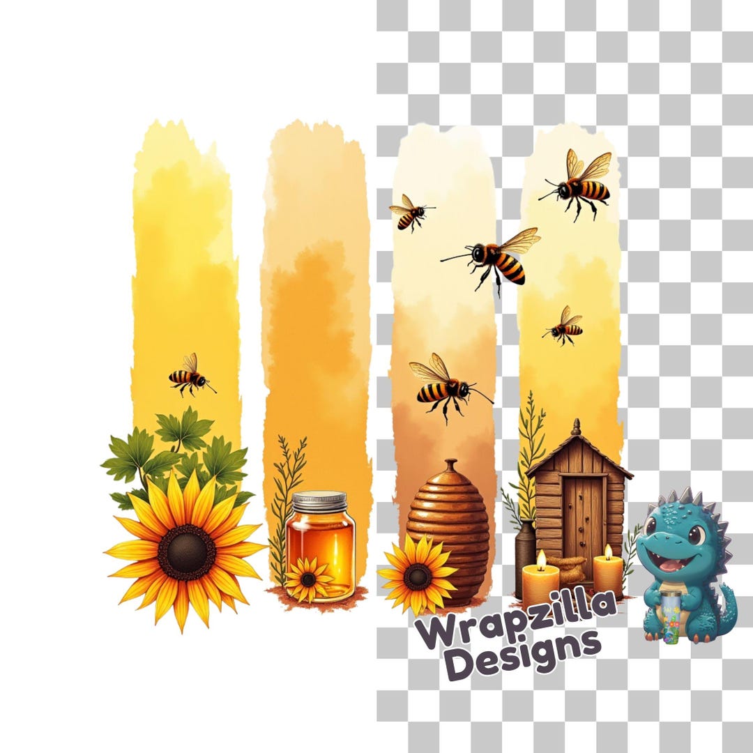 Honey Bee Sunflower PNG, Brushstroke Clipart for Sublimation, Bumblebee ...