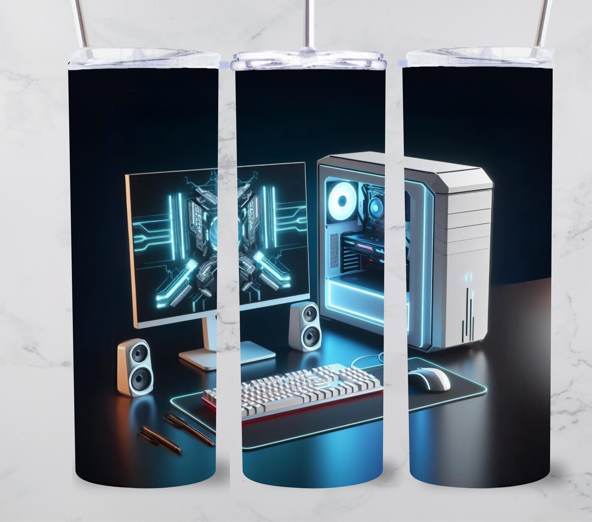 Computer Tumbler Wrap Gamer PC Art 20oz Skinny Sublimation Design ...
