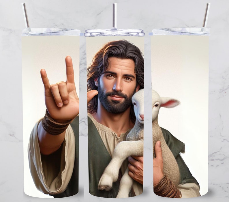 Jesus ASL Tumbler Wrap American Sign Language Lamb 20oz Skinny ...
