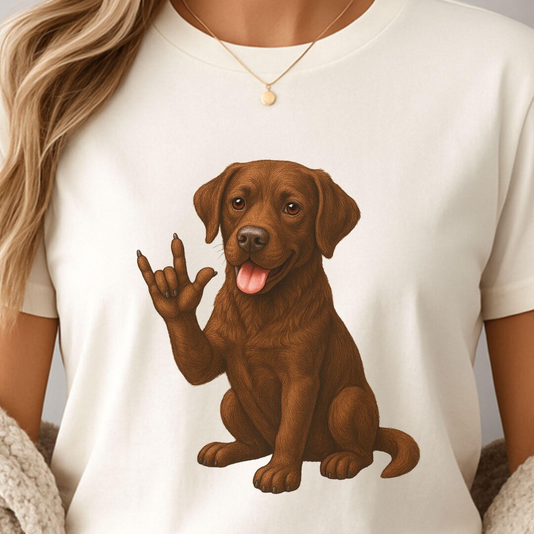 Chocolate Lab ASL I Love You PNG: Sign Language Dog Clipart (digital ...