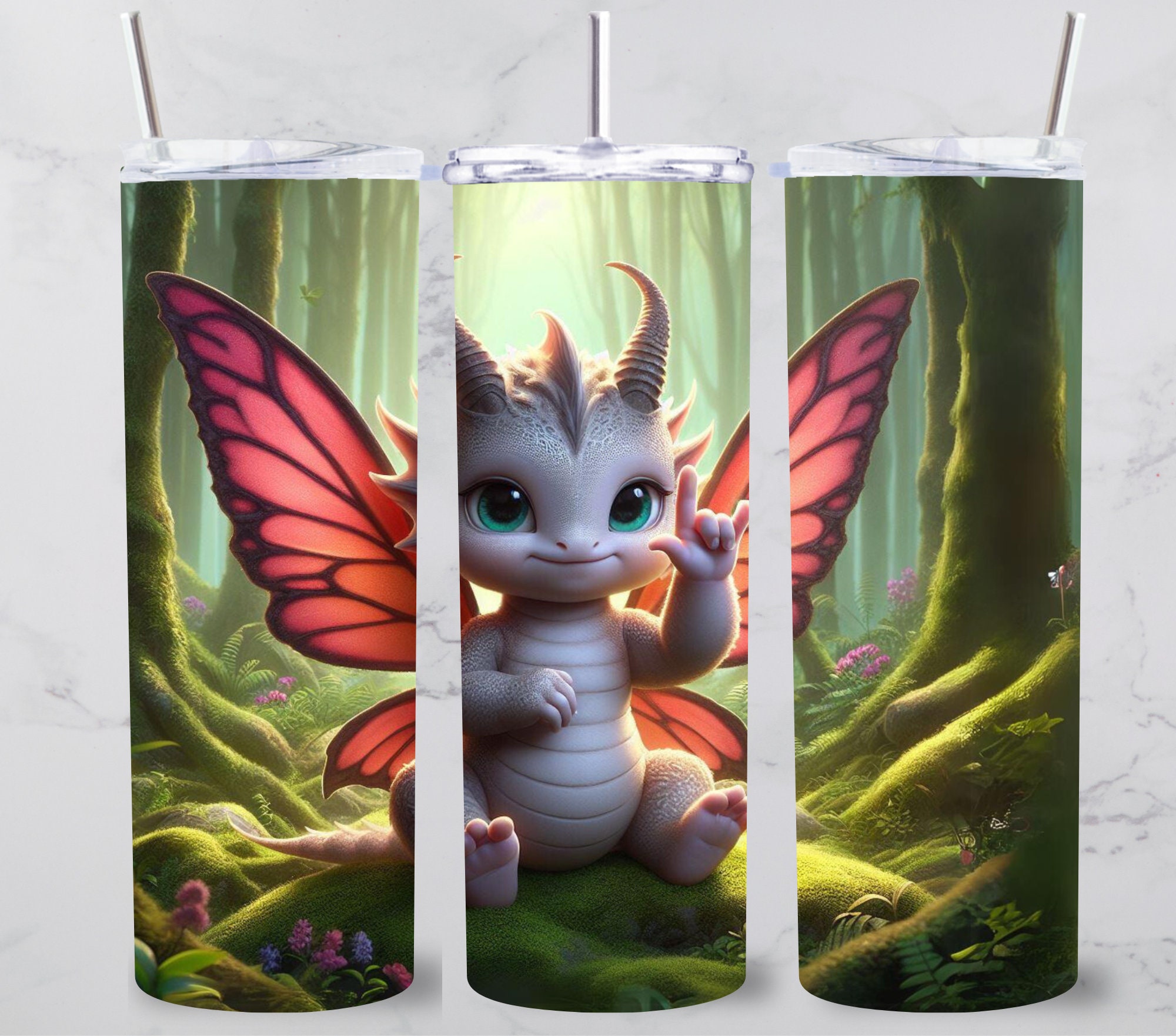 ASL Tumbler Wrap American Sign Language Ily Dragon 20oz Skinny ...