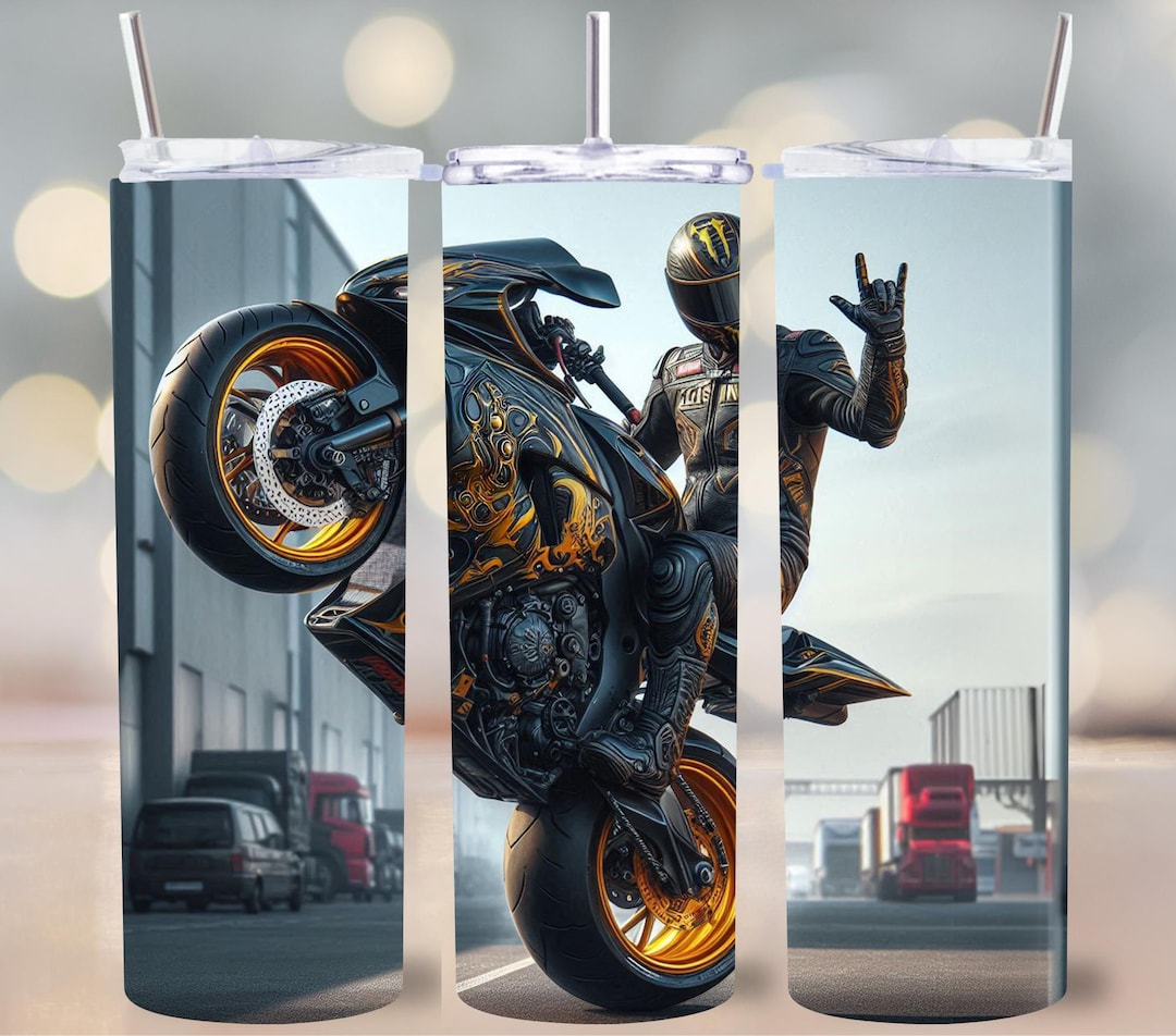 ASL I Love You Biker Tumbler Wrap PNG, 20 Oz Skinny Sublimation Design ...