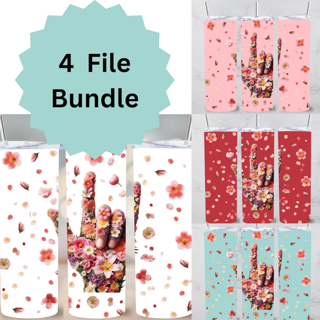 ASL Tumbler Wrap Spring Flowers American Sign Language Ily 20oz Skinny ...