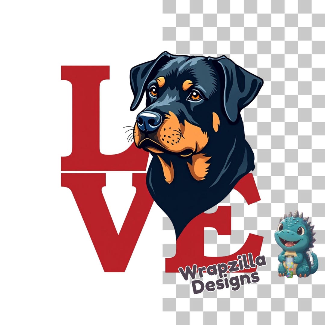 Rottweiler LOVE PNG, Cream Border Rottie Dog Clipart, Pet Lover ...