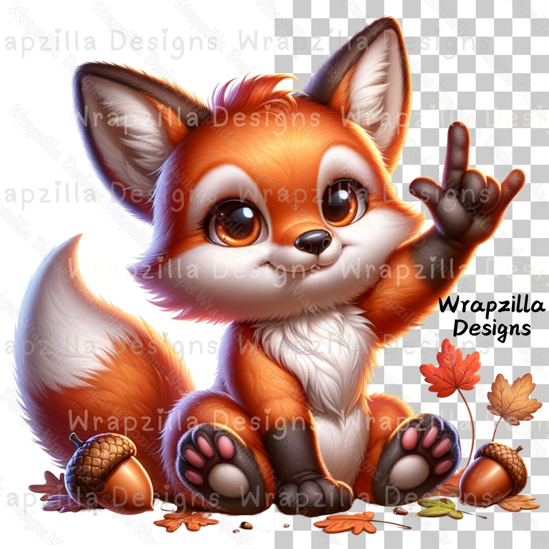 Fall Fox ASL I Love You Clip Art, Woodland Animal PNG, American Sign ...