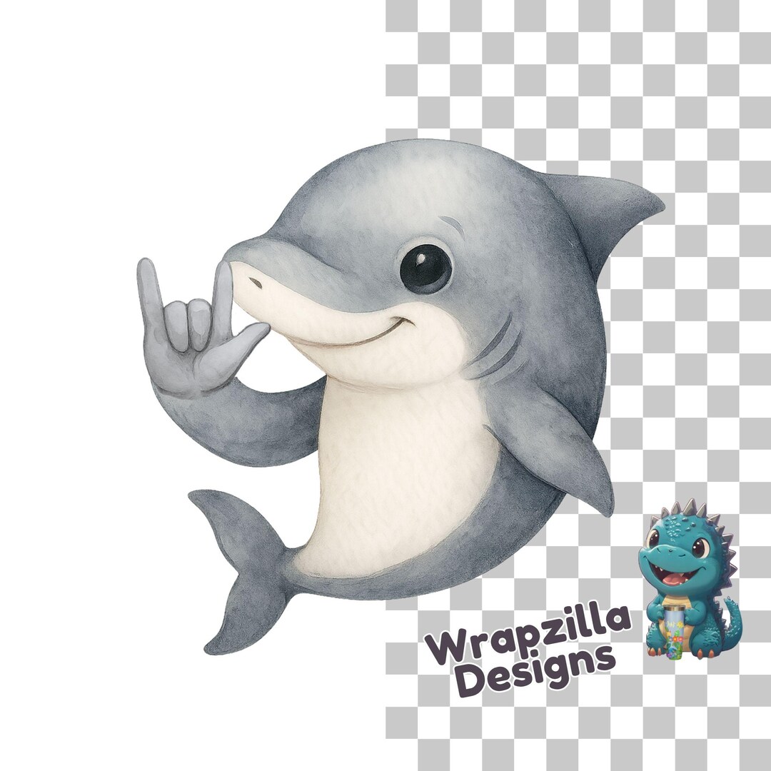 ASL Shark Baby Clipart PNG, Cute Sign Language I Love You Hand Sign ...