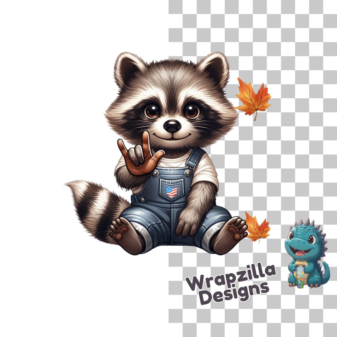 ASL Raccoon Clipart PNG, Fall Animal Digital Art, American Sign ...