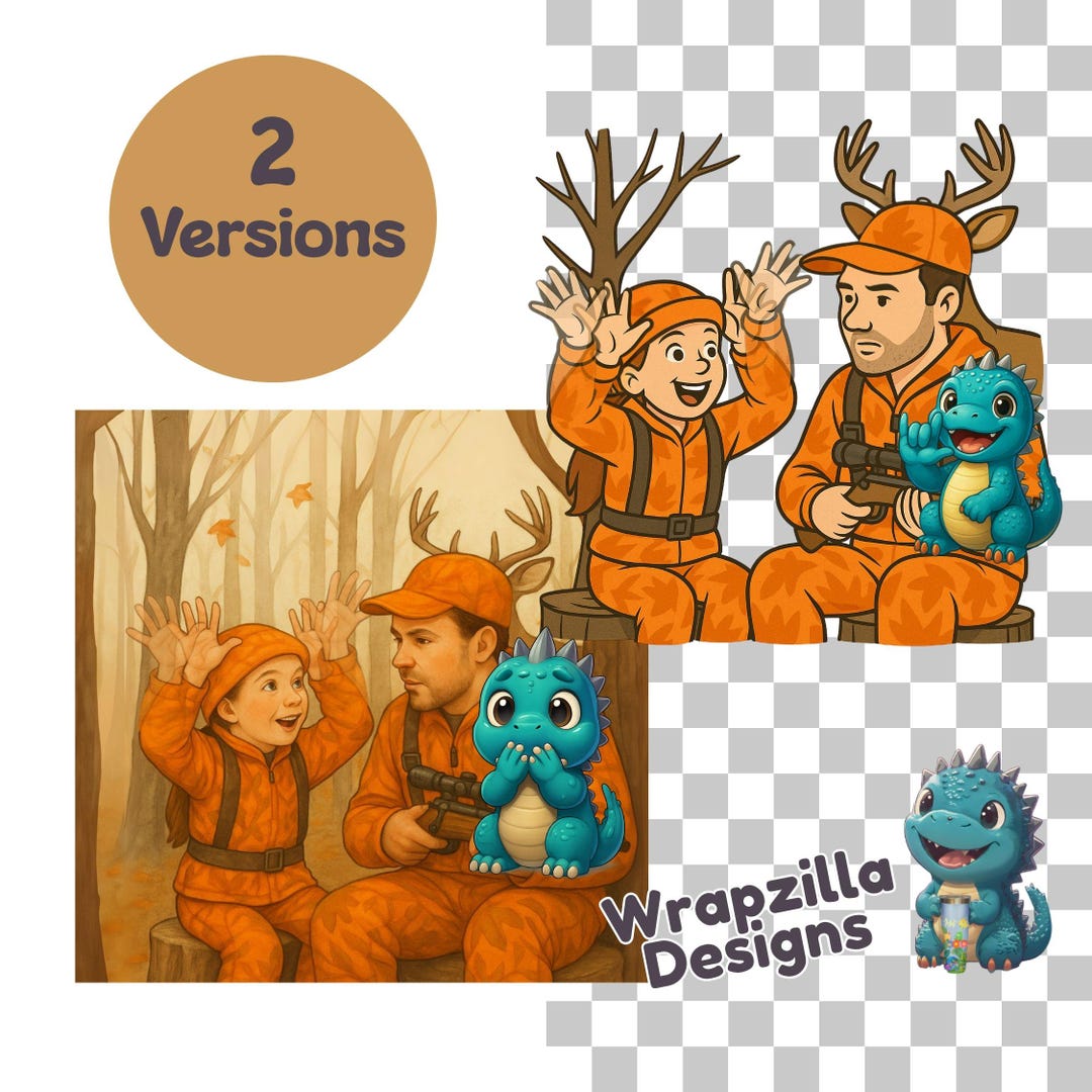 ASL Deer Hunting PNG Clipart Set, Father Daughter Hunting Scene, Funny ...