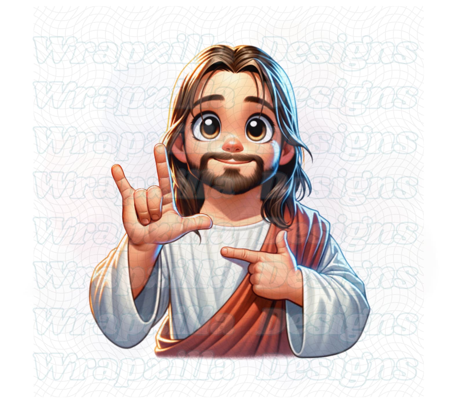 ASL Tumbler Wrap American Sign Language Kids' Cartoon Jesus Ily 20oz ...