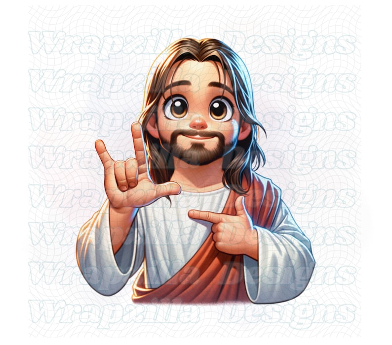 ASL Tumbler Wrap American Sign Language Kids' Cartoon Jesus Ily 20oz ...