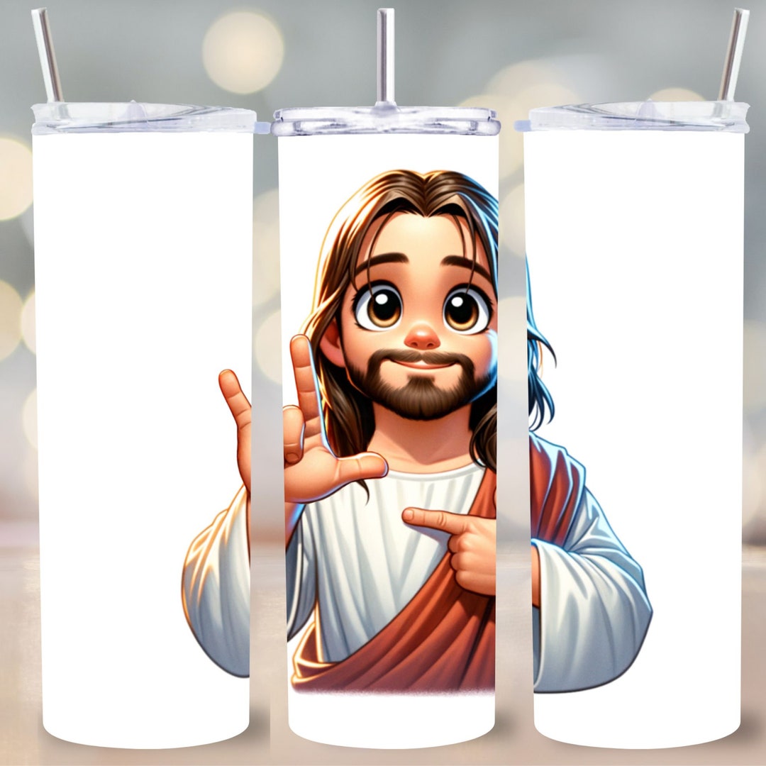 ASL Tumbler Wrap American Sign Language Kids' Cartoon Jesus Ily 20oz ...