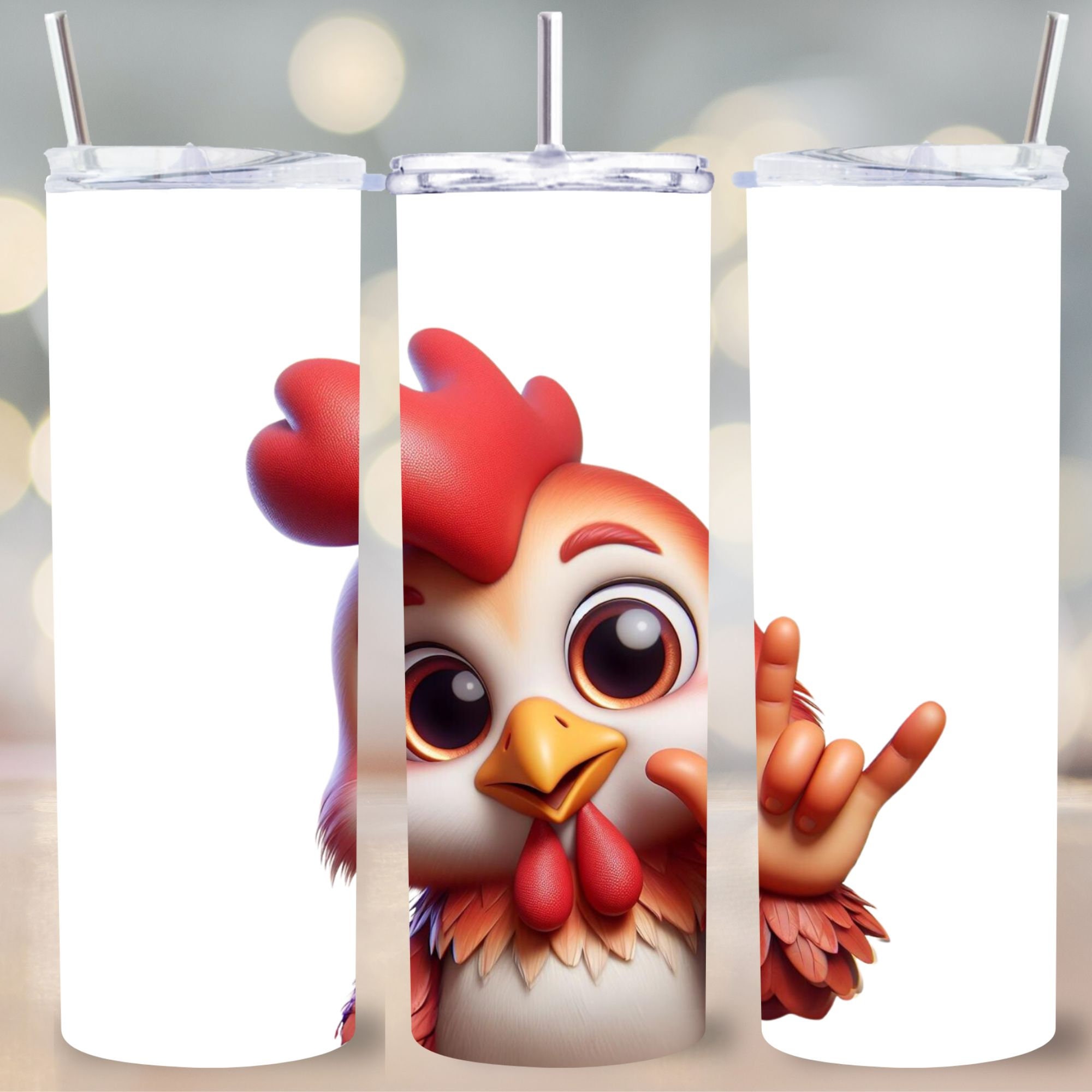 ASL Tumbler Wrap American Sign Language Ily Baby Chicken Rooster 20oz ...