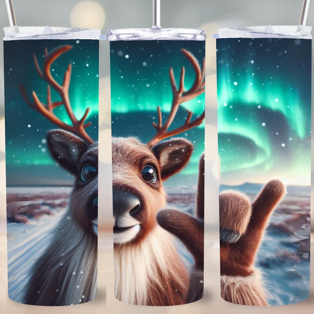 ASL Tumbler Wrap American Sign Language ILY Reindeer 20oz Skinny ...