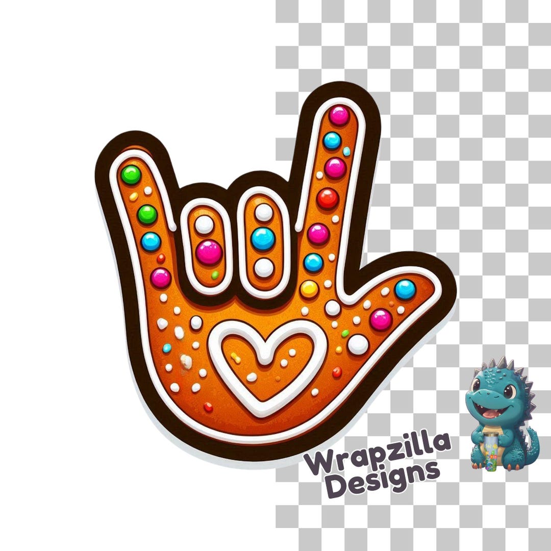 Gingerbread ASL I Love You PNG, Cute Cookie Hand Clipart, Sign Language ...