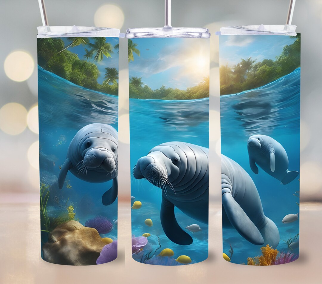 Manatees Swimming in the Ocean Design Tumber Wrap Design - Etsy