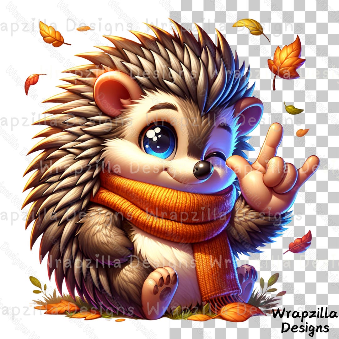 Fall Hedgehog ASL, I Love You Clip Art, Woodland Animal PNG, American ...