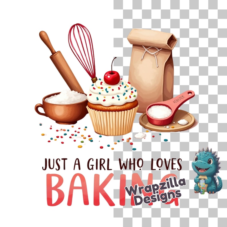 Baking Girl Clipart PNG, Cute Kitchen Mixer and Cupcake Clipart, Retro ...