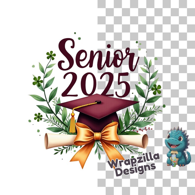 Senior 2025 Graduation PNG, Maroon Gold Cap Clipart, Graduation Hat ...