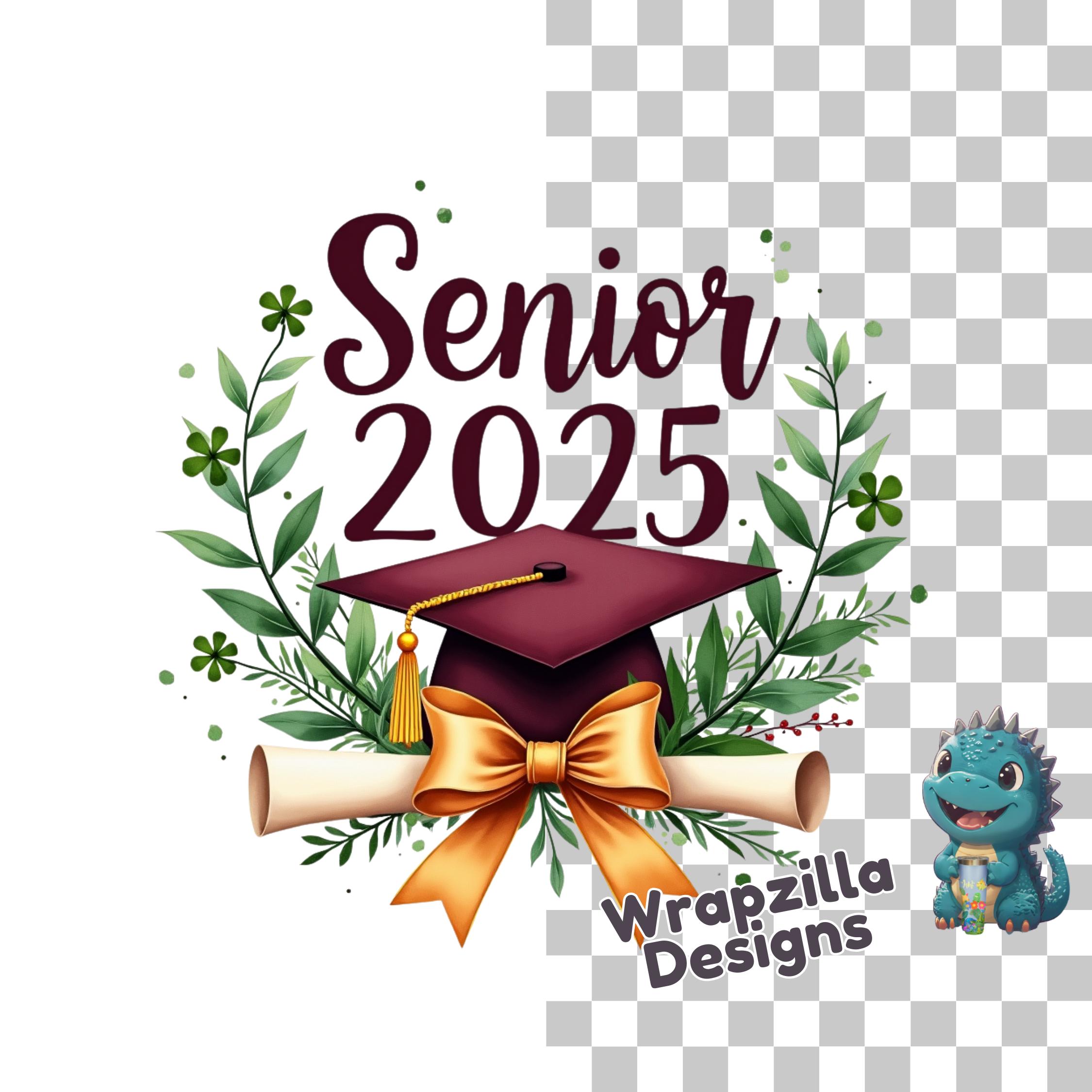 Senior 2025 Graduation PNG, Maroon Gold Cap Clipart, Graduation Hat ...