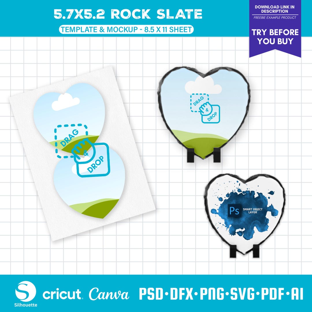 Rock Slate Template and Mockup, Canva Slate Mockup, Sublimation ...