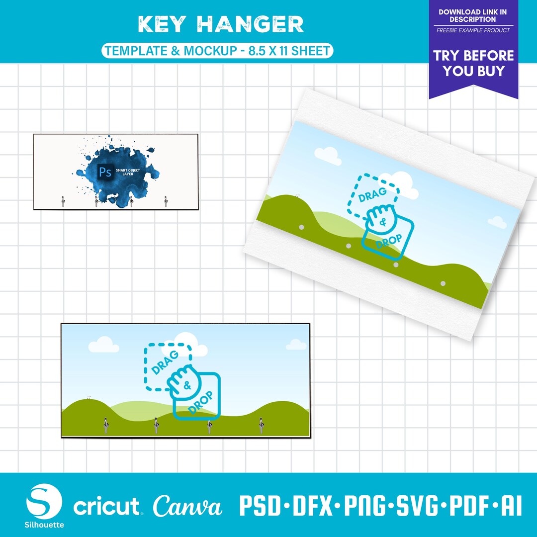 Key Hanger Template and Mockup, Key Template Svg, Sublimation Template ...