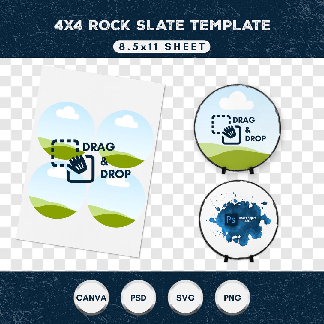 Rock Slate Template and Mockup, Canva Slate Mockup, Sublimation ...