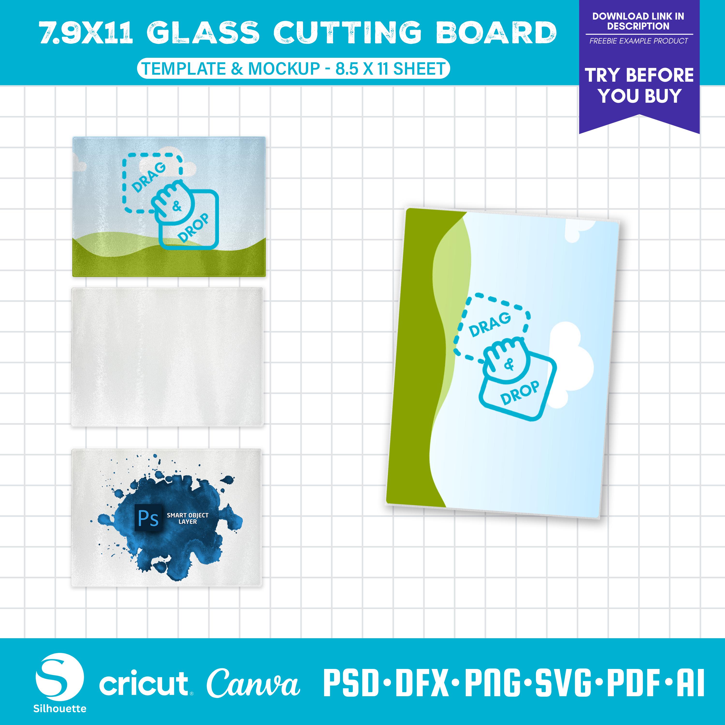 Glass Cutting Board Template and Mockup 7.9x11, Svg, Dye Sublimation ...