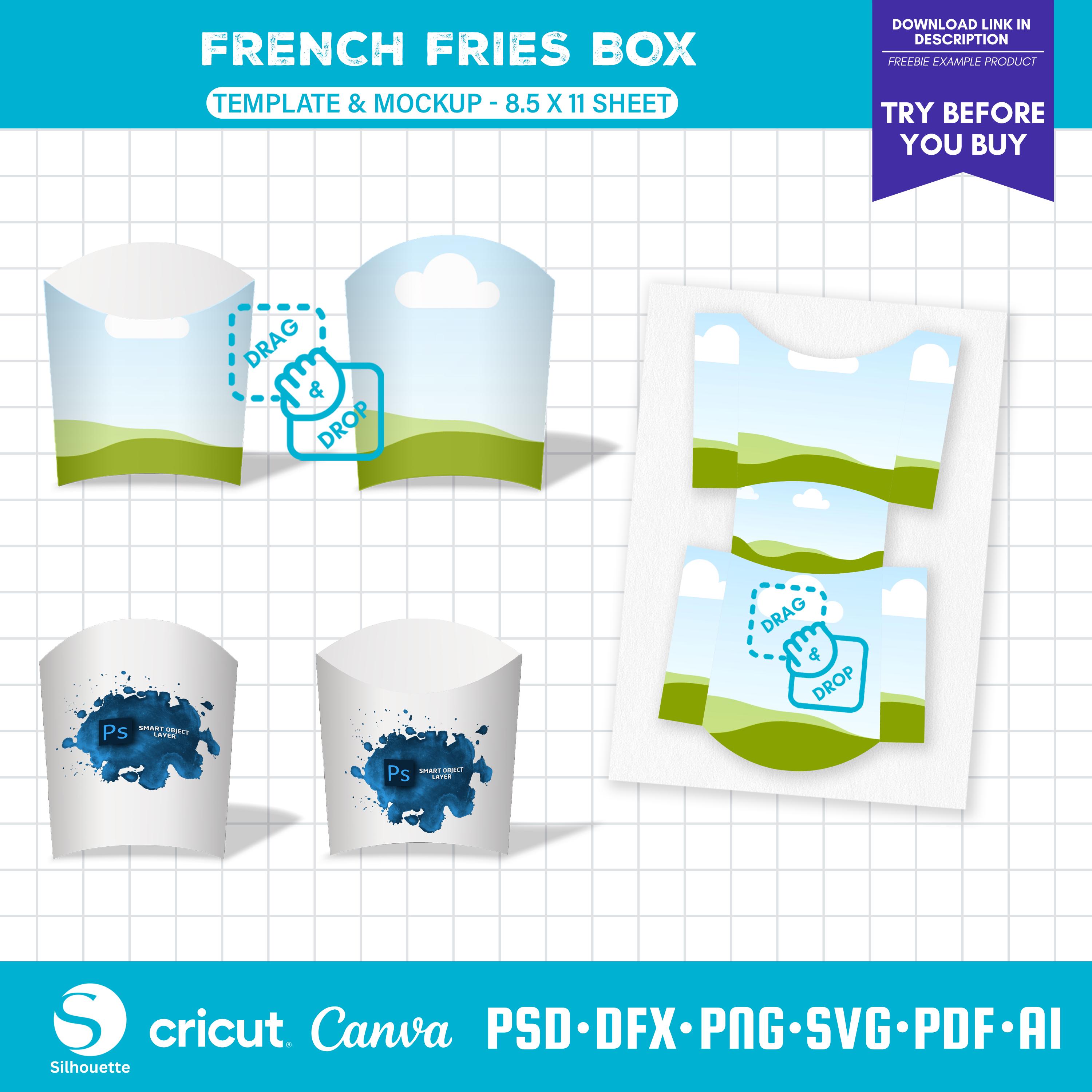 French Fry Box Template Svg, Snack Box SVG, French Eating Fry Potato ...