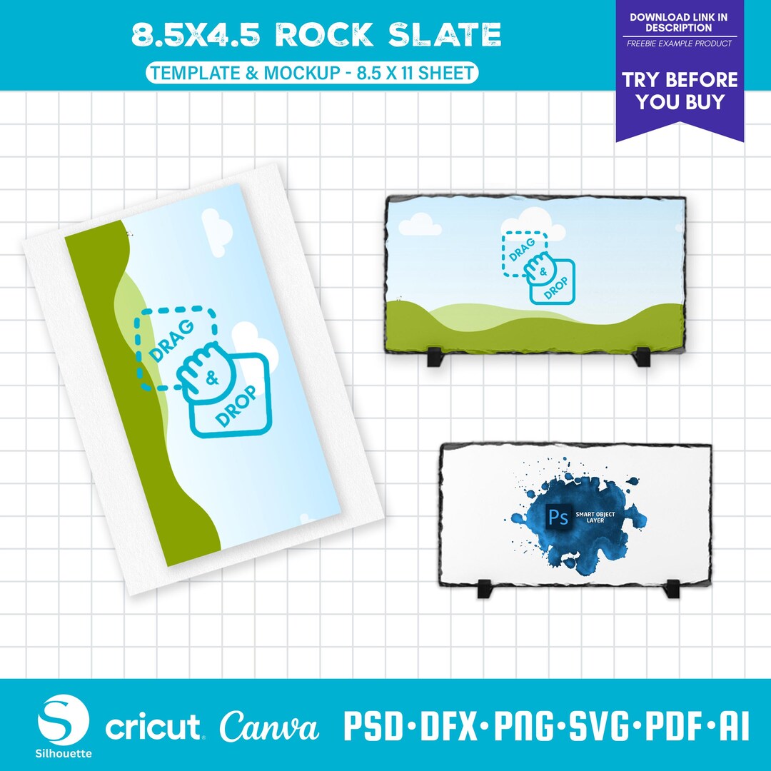 Rock Slate Template and Mockup, Canva, SVG, PSD (digital Download) - Etsy