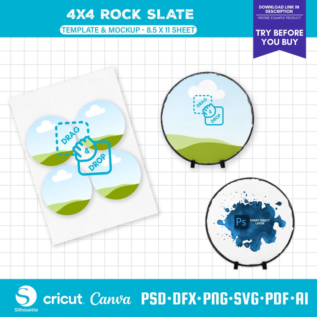 Rock Slate Template & Mockup, Canva, PSD, SVG (digital Download) - Etsy
