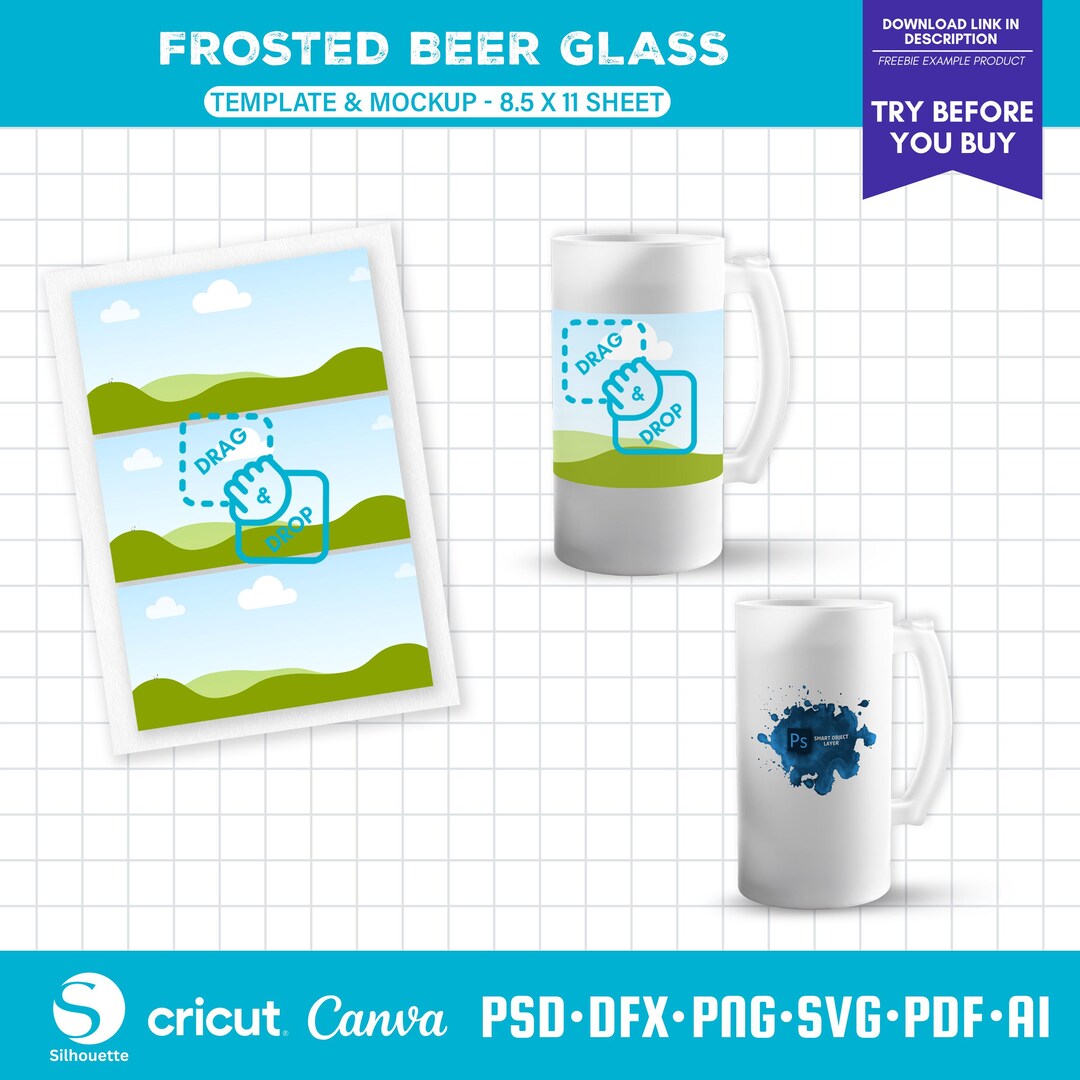 Frosted Beer Mug Mockup and Template, 16oz Frosted Beer Mug Mockup, Svg ...