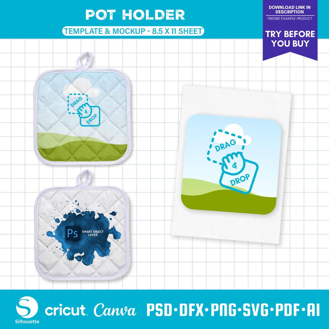 Dye Sublimation Square Pot Holder Template, Svg, Drag and Drop Canva ...