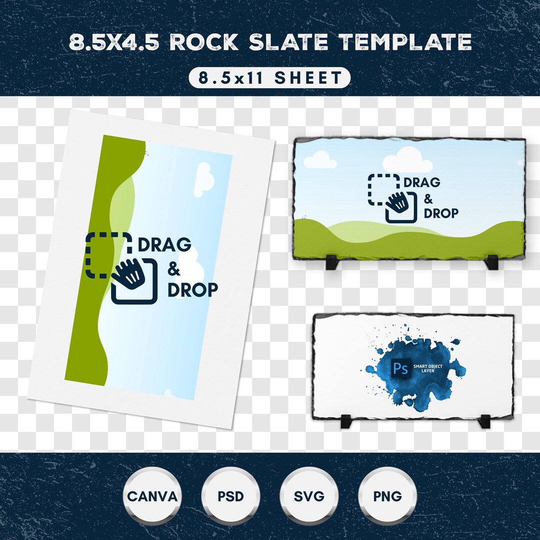 Rock Slate Template and Mockup, Canva Slate Mockup, Sublimation ...