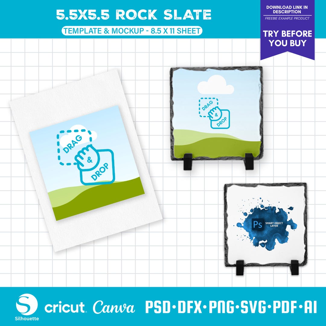 Rock Slate Template and Mockup, Canva Slate Mockup, Sublimation ...