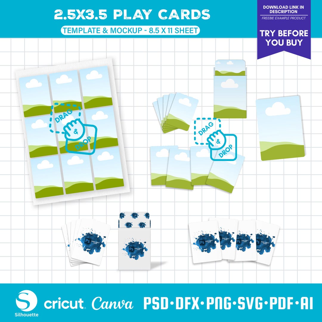 Blank Playing Card Template and Mockup, Poker Card Template Svg ...