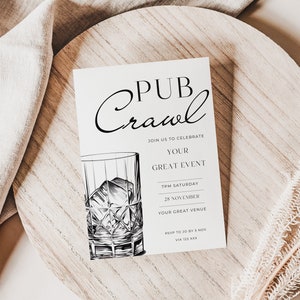 Pub Crawl Invitation, Invite, Birthday, Bachelor, Party, Drinking Games, INSTANT DOWNLOAD, Canva ...
