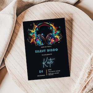 Silent Disco Party, Dance Party Invitation, Birthday Invite, INSTANT ...