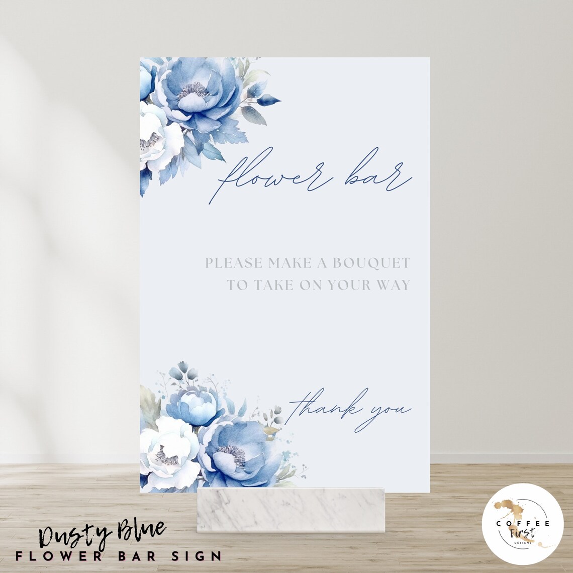 Flower Bar Sign, Bouquet Bar, Bloom, DUSTY BLUE Wedding, Shower ...