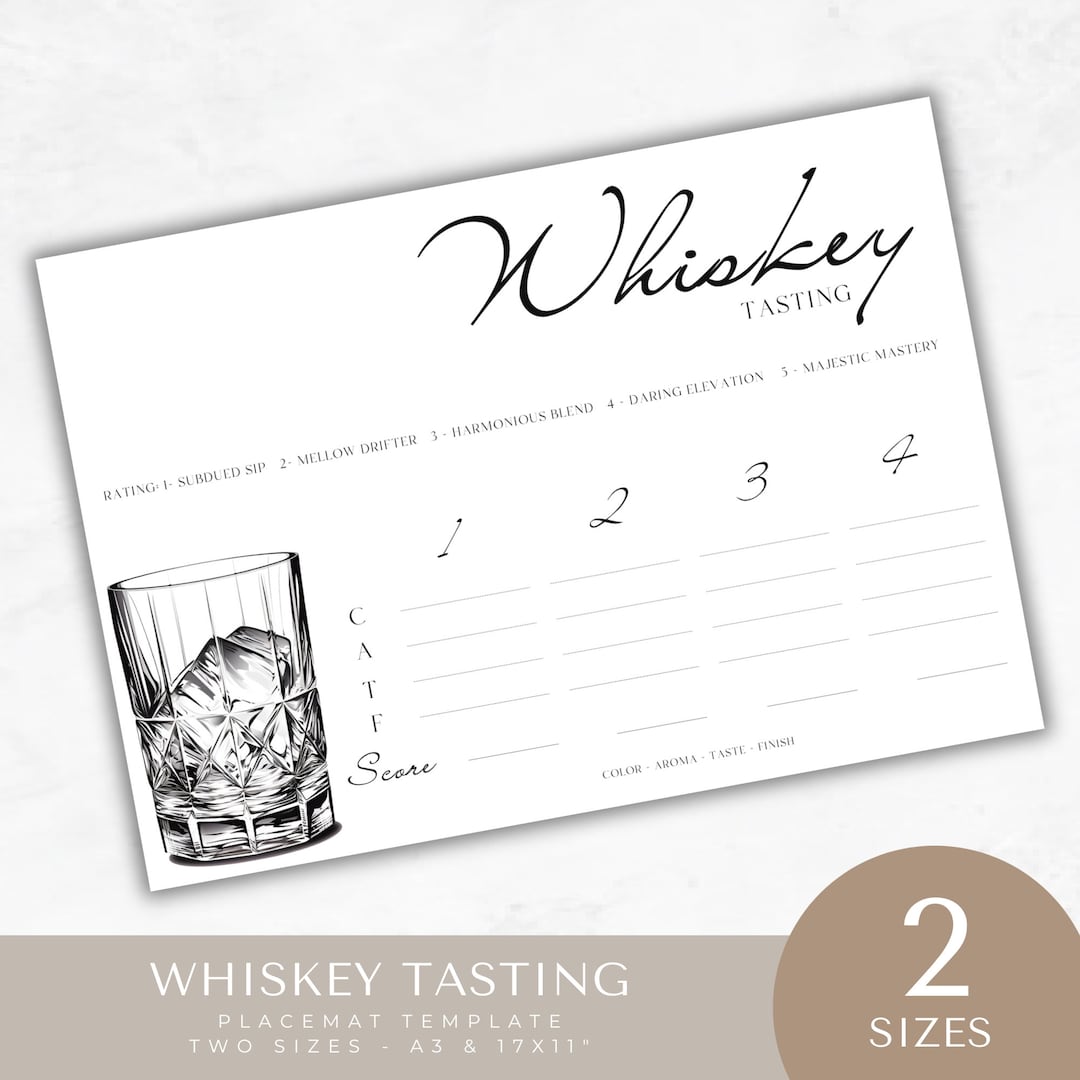 Whiskey Tasting Placemat, Bourbon Flight, Drinking Games, Scorecard ...