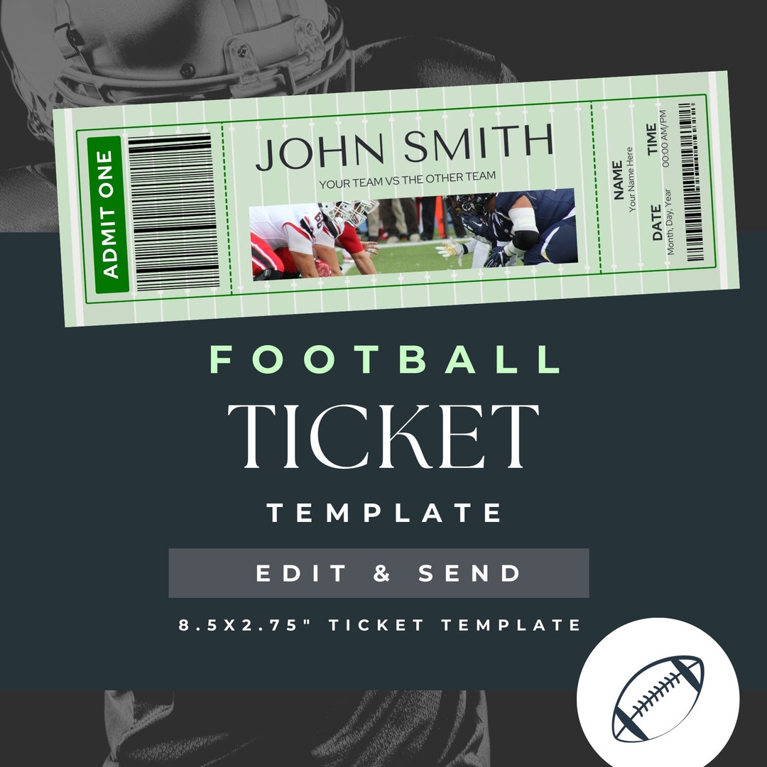 Custom Football Ticket Template, Sports, Gift, Birthday, Surprise ...