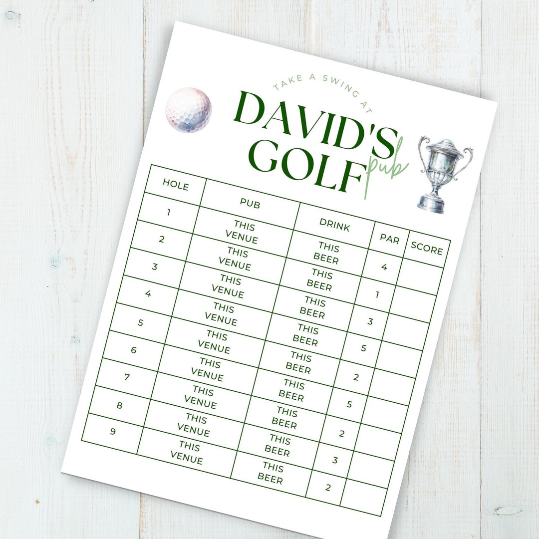 Pub Golf Party Favor Pub Scorecard Golf Theme Birthday Mens - Etsy