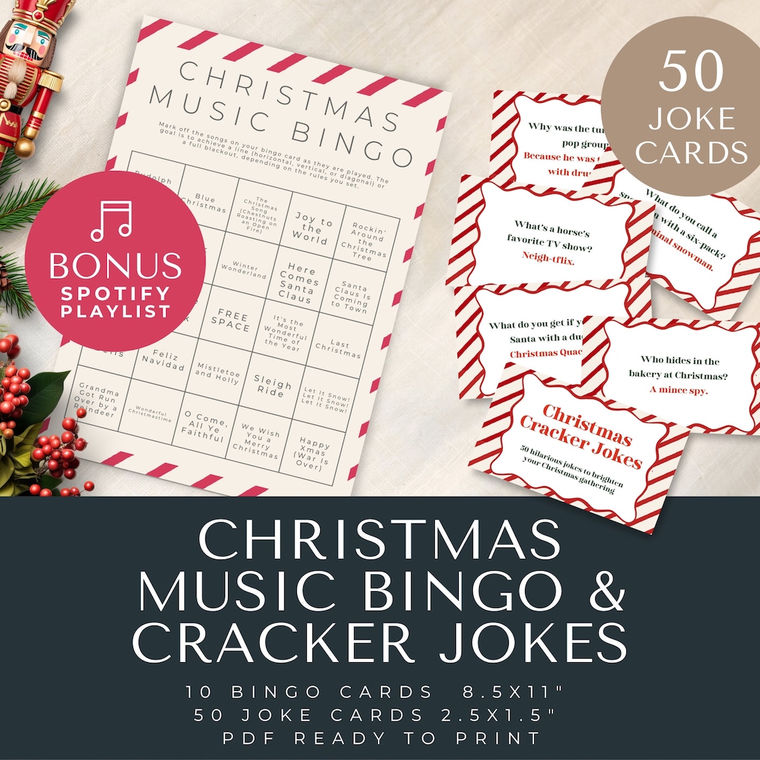 Christmas Songs Bingo, Cracker Jokes, Best Xmas Songs Bingo With ...