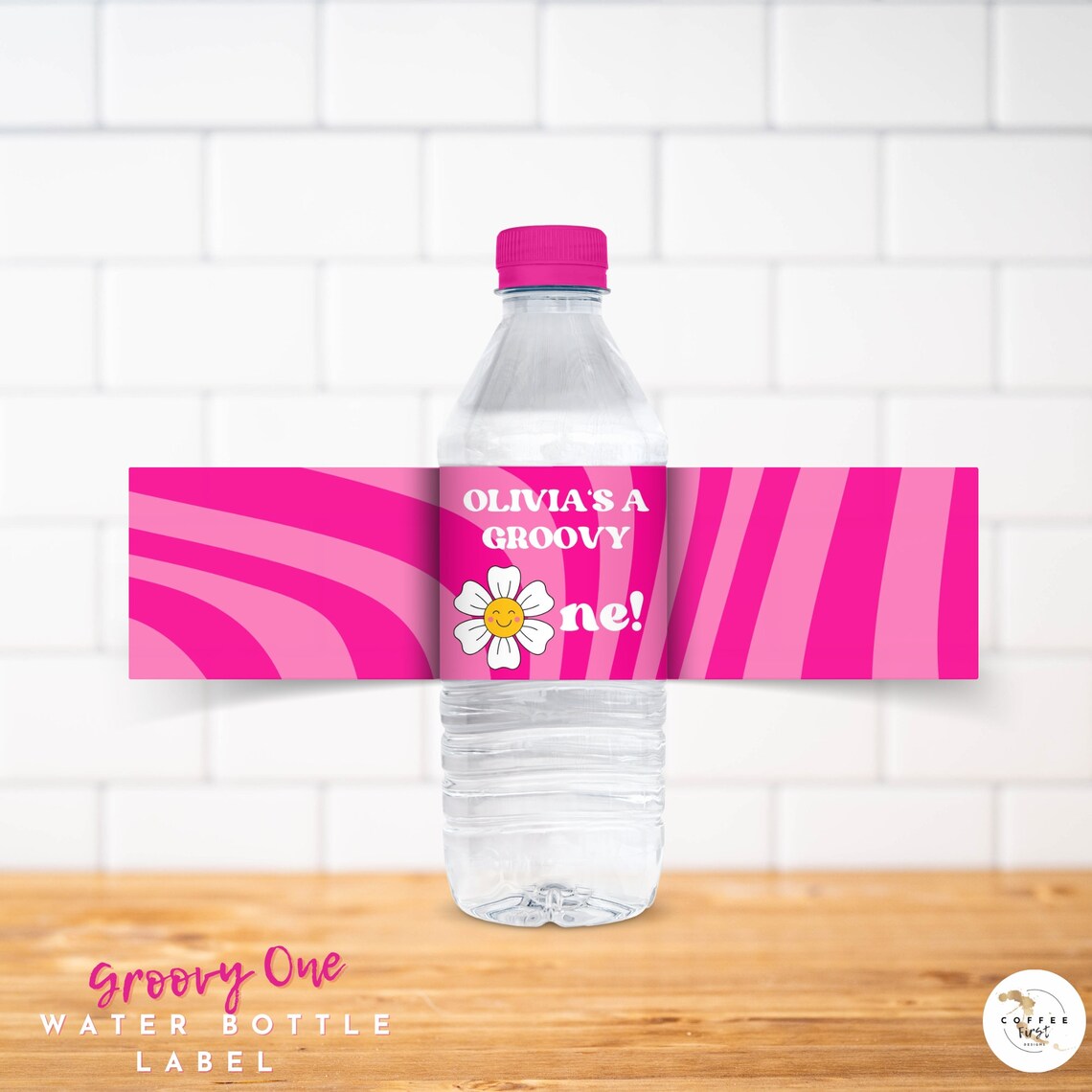 GROOVY ONE Water Bottle Label, Party, Printable Invitation, Digital ...