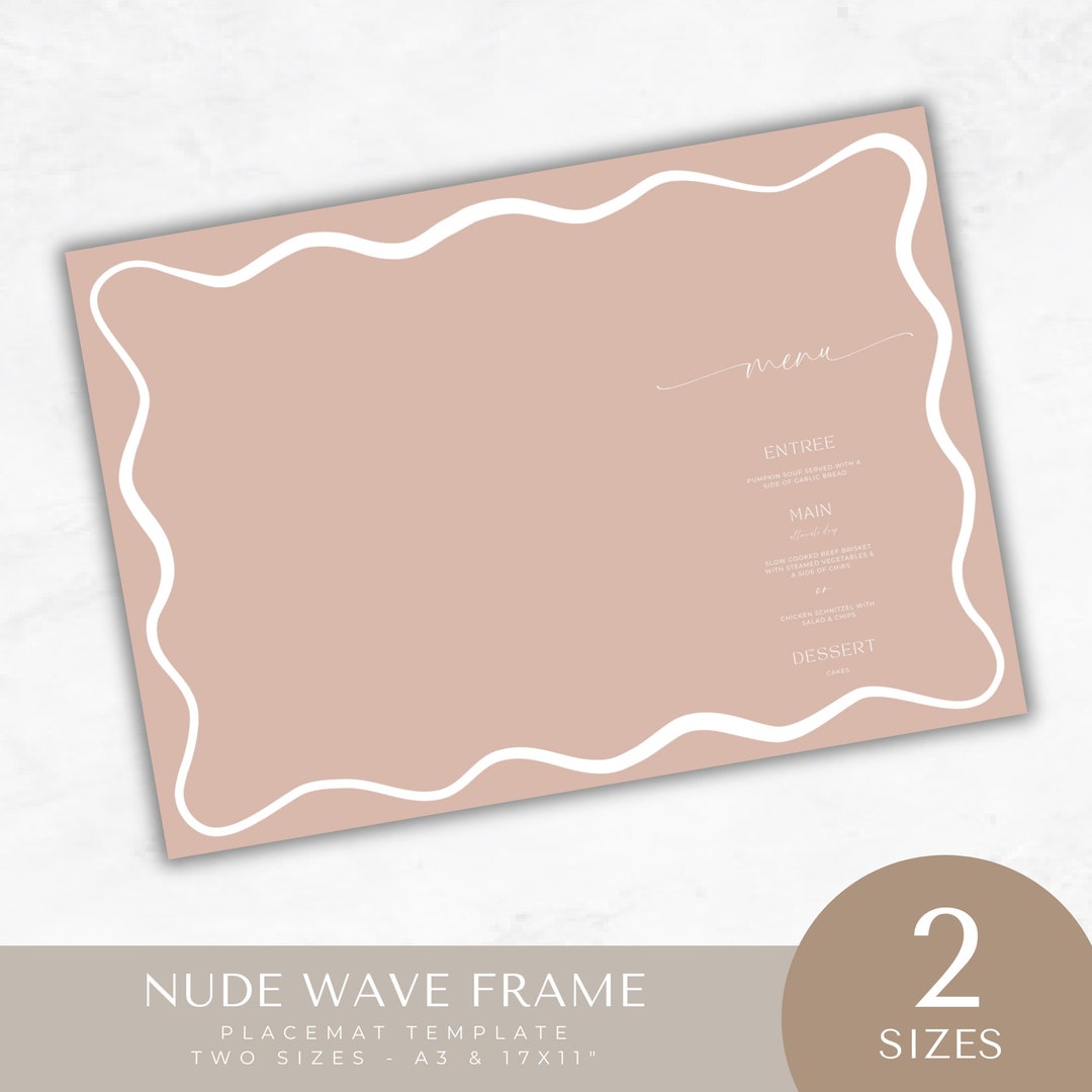 Paper Placemats Template, Wave, Wedding, Bridal, Birthday Party, Table ...