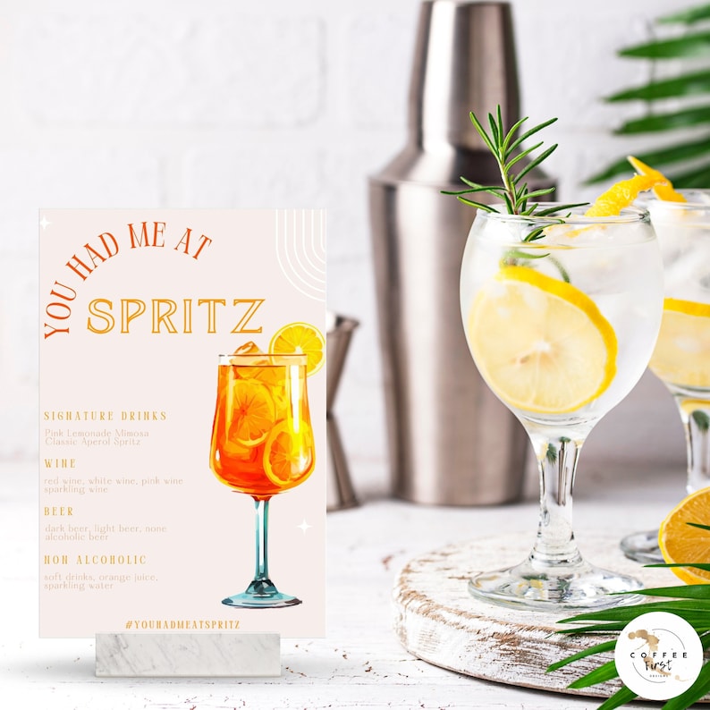 Aperol Spritz Bar Sign Template, Cocktail, Signature Drink Bar Menu ...