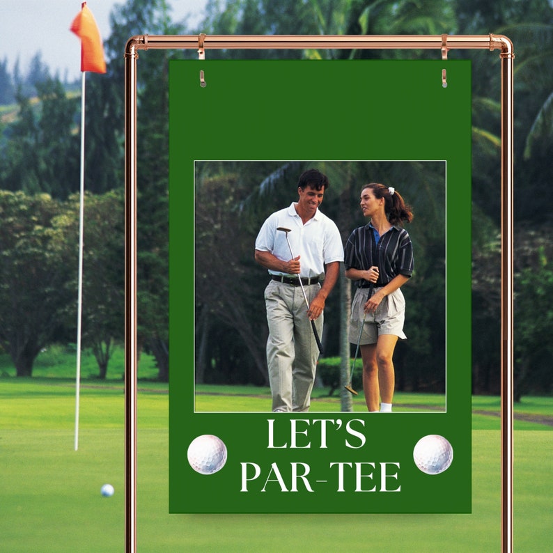 Lets Par Tee Golf Selfie Frame Photo Booth Canva Corporate Golf Theme Party Editable
